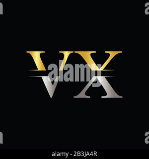 Creative Letter VX Logo Vector Template With Black Color. VX Logo ...