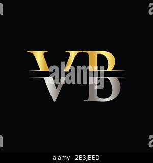 Creative Letter VB Logo Vector Template With Black Color. VB Logo ...