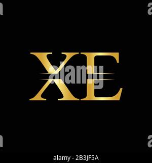 Creative black letter XE x e logo with leading lines and road concept ...