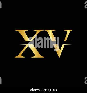 Creative Letter XV Logo Vector With black Colors. Abstract Linked ...
