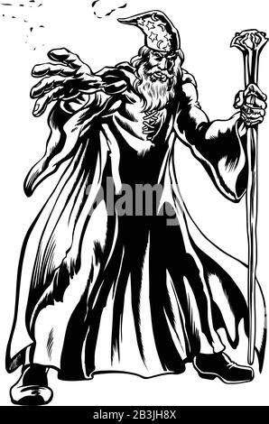 Wizard casting a spell Stock Vector Image & Art - Alamy
