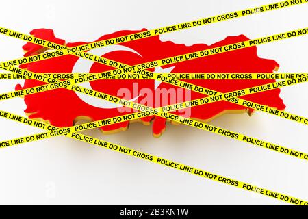 Turkish map with forbidden sign, 3D rendering isolated on white ...
