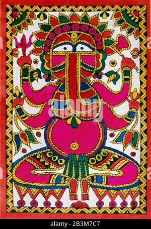 Ganesh ganpati art on cloth, India, Asia Stock Photo - Alamy