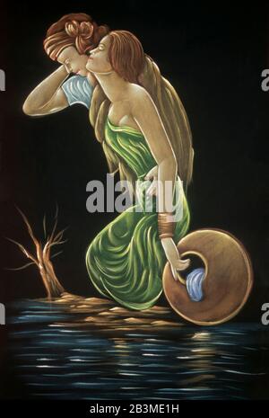 Sohni Mahiwal painting India Stock Photo - Alamy