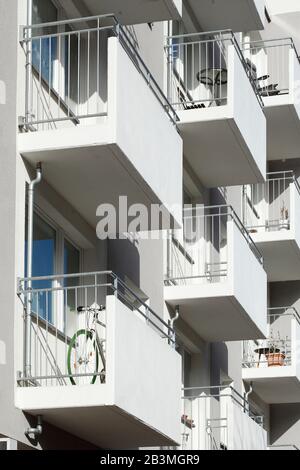 Balconies, White Monotonous Modern Residential Building, Apartment ...