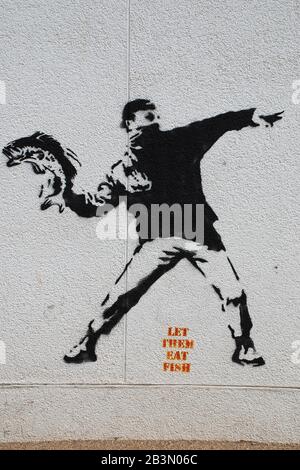 let them eat fish,fish wholesalers,brixham,banksy,street art,Banksy ...