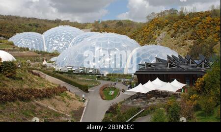 Roof of the Rainforest biosphere at the Eden Project, Cornwall, UK ...
