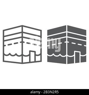 Mecca line and glyph icon, Ramadan and Islamic, makkah vector icon ...