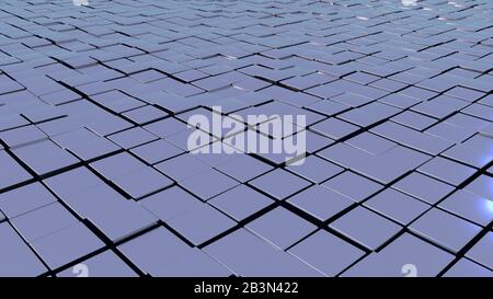 Abstract background with square tiles of various heights. Shiny ...