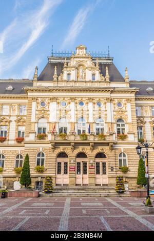 A street view of Bielsko-Biała, Poland, showing urban buildings, roads ...