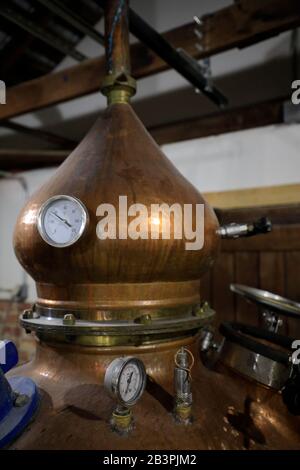 Traditional copper still using to distilling spirits in H Clark ...