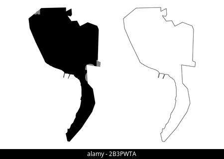 Vlore City (Republic of Albania) map vector illustration, scribble ...