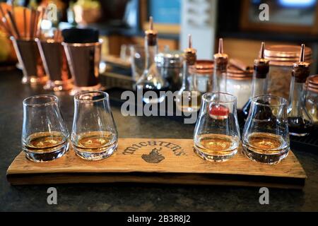 Bourbon whiskey tasting samples served at Michter's the bar of Fort ...