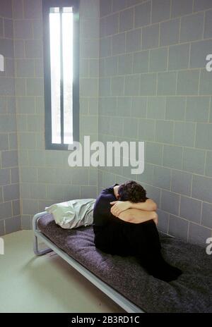 Austin, Texas USA, circa 1996: Female teen inmate (model) in juvenile ...