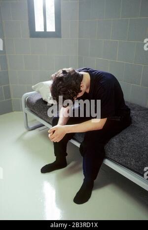 Austin, Texas: Inmate (model) in juvenile detention center cell. ©Bob ...