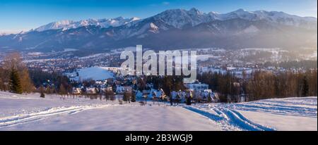 Winter panorama of Zakopane. Zakopane, Lesser Poland, Poland Stock ...