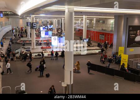 Inside Toronto Pearson Intl. Airport, Terminal 1 by the check-in desks ...