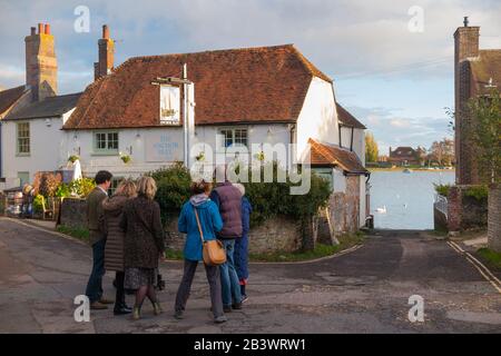 The Anchor Bleu harbourside pub or public house in Bosham village, West ...