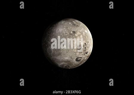 Satellite Oberon or Uranus IV, moon of Uranus, rotating. 3d render ...