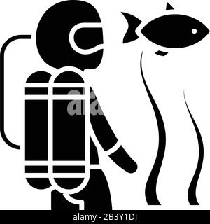 Scuba diving glyph icon set, underwater symbols collection, vector ...