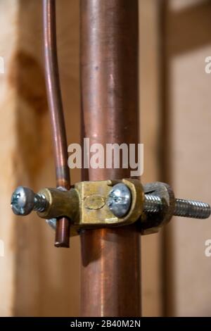 electrical grounding and jumper cable on copper piping Stock Photo - Alamy