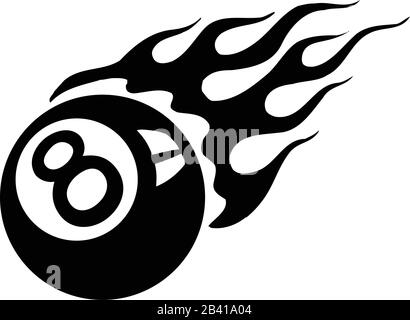 Flaming Billiards Eight Ball Vector Cartoon burning with Fire Flames ...