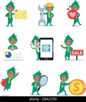 With phone character cartoon fresh green pear whole vector illustration ...