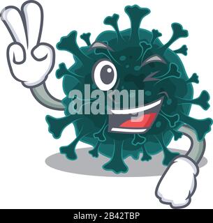 Cheerful coronavirus COVID 19 mascot design with a glass of beer Stock ...