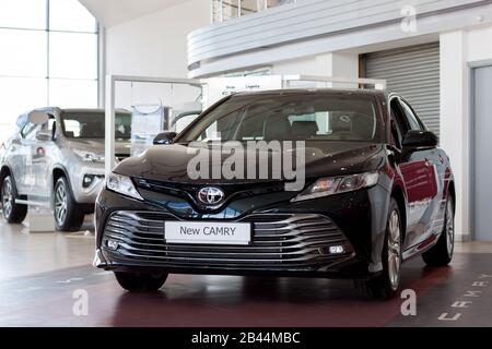 Russia, Izhevsk - April 21, 2018:Showroom Toyota. New vehicle Toyota ...