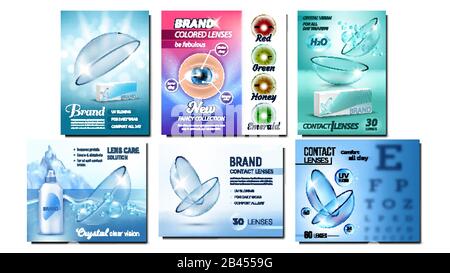 Contact Lenses Advertising Banners Set Vector Illustration Stock Vector ...