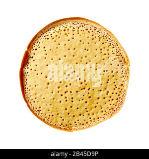 Top view of martabak manis on a white plate on a gray wooden background ...