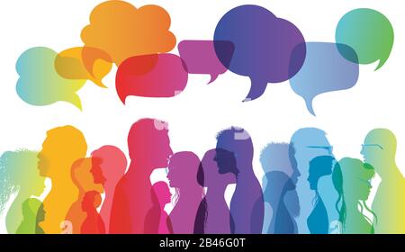 Multicultural communication.Speech bubble.Dialogue group diverse ...