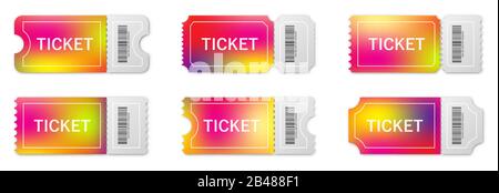 Set of realistic paper tickets with shadow. Blank ticket templates ...