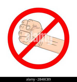Forbidden fighting sign on white background. Fist icon and forbidden ...