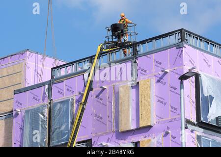 Prefabricated modular construction pods being assembled for student ...