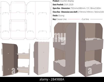 Counter display template, vector with die cut, laser cut layers ...