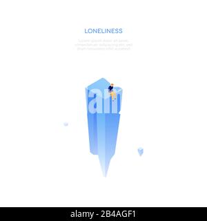 Loneliness concept - modern isometric vector web banner Stock Vector ...