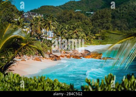 View over the amazing Anse Intendance beach, Mahe island, Seychelles ...