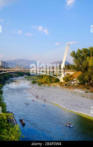 Millennium Bridge, Most Milenijum, River Moraca, Moraca, Podgorica ...