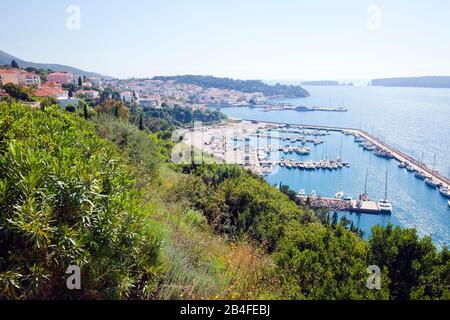 View of the harbor of Pylos at the Ox belly bay, Peloponnese, Greece ...