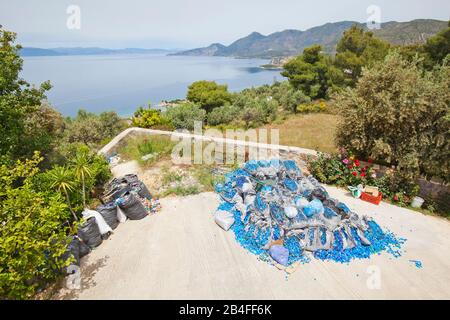 garbage in a Greek landscape, Greece, Peloponnes, Mani, Gythio Stock ...