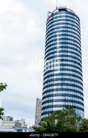 View over Jena with the Jentower in the centre of the city and the ...