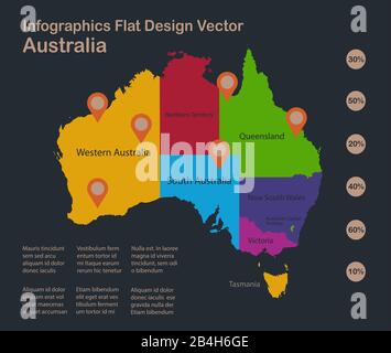 Infographics of Australia map, individual states vector Stock Vector ...
