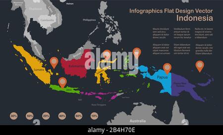 Indonesia map, administrative division with names regions, colors map ...