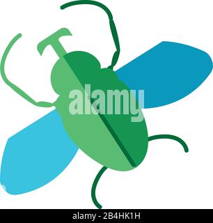 tiger beetle icon over white background, flat style, vector ...