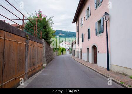 Swiss village Cully alongside Lake Geneva, Vaud, Switzerland Stock ...