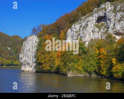 The Danube Mountains at Weltenburg Monastery near Kelheim, Lower ...