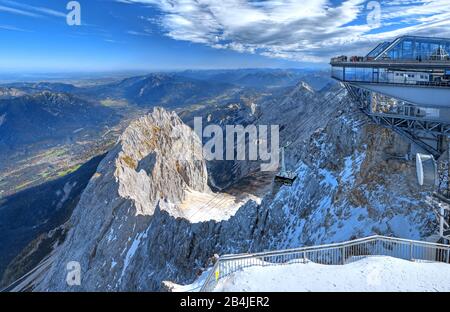 View of a gondola of the Zugspitze cable car near Grainau, Germany, 20 ...