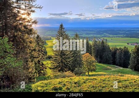 Autumn landscape at the Auerberg (1055m) in the foothills of the Alps ...