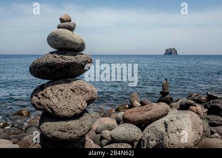 Stone formation on Ficogrande beach, Stromboli, Aeolian Islands ...